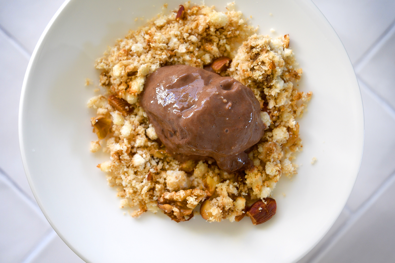 Chocolate "Nice Cream" with Ginger Okara Crumble - Eat with Meraki