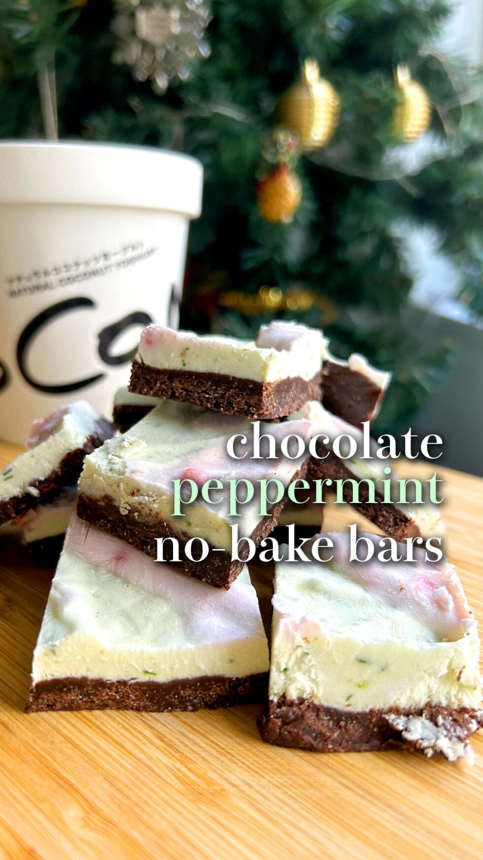 Vegan Chocolate Peppermint No-Bake Bars - Eat with Meraki